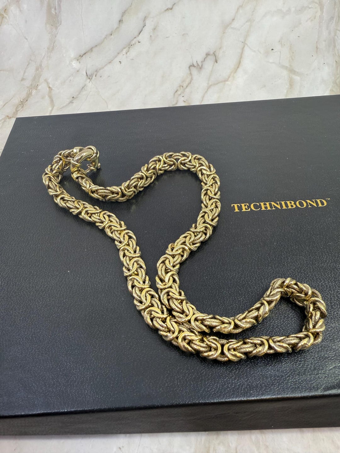 Technibond Italian 14K Gold Over 925 Sterling Silver Necklace Braided ...