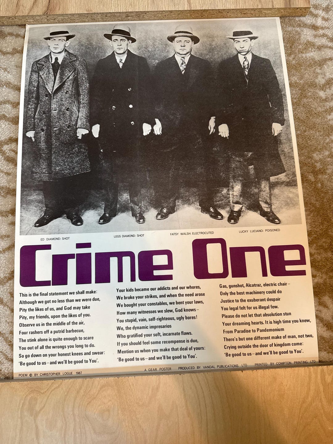 Original 1967 "crime One" Poem Poster by Christopher Logue Very Rare - Etsy