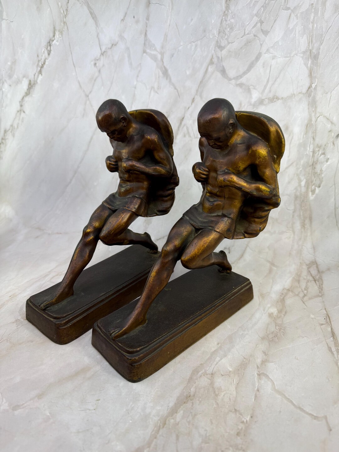 Vintage Cast Bronze Male Figural Bookends 8 X 7 X 2.5' - Etsy