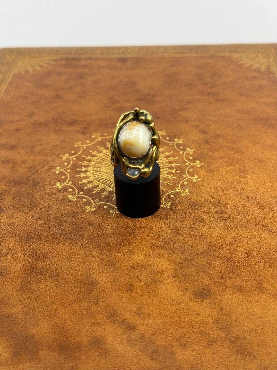 1960's Brutalist Style Mid Century Ring Banded Agate and - Etsy