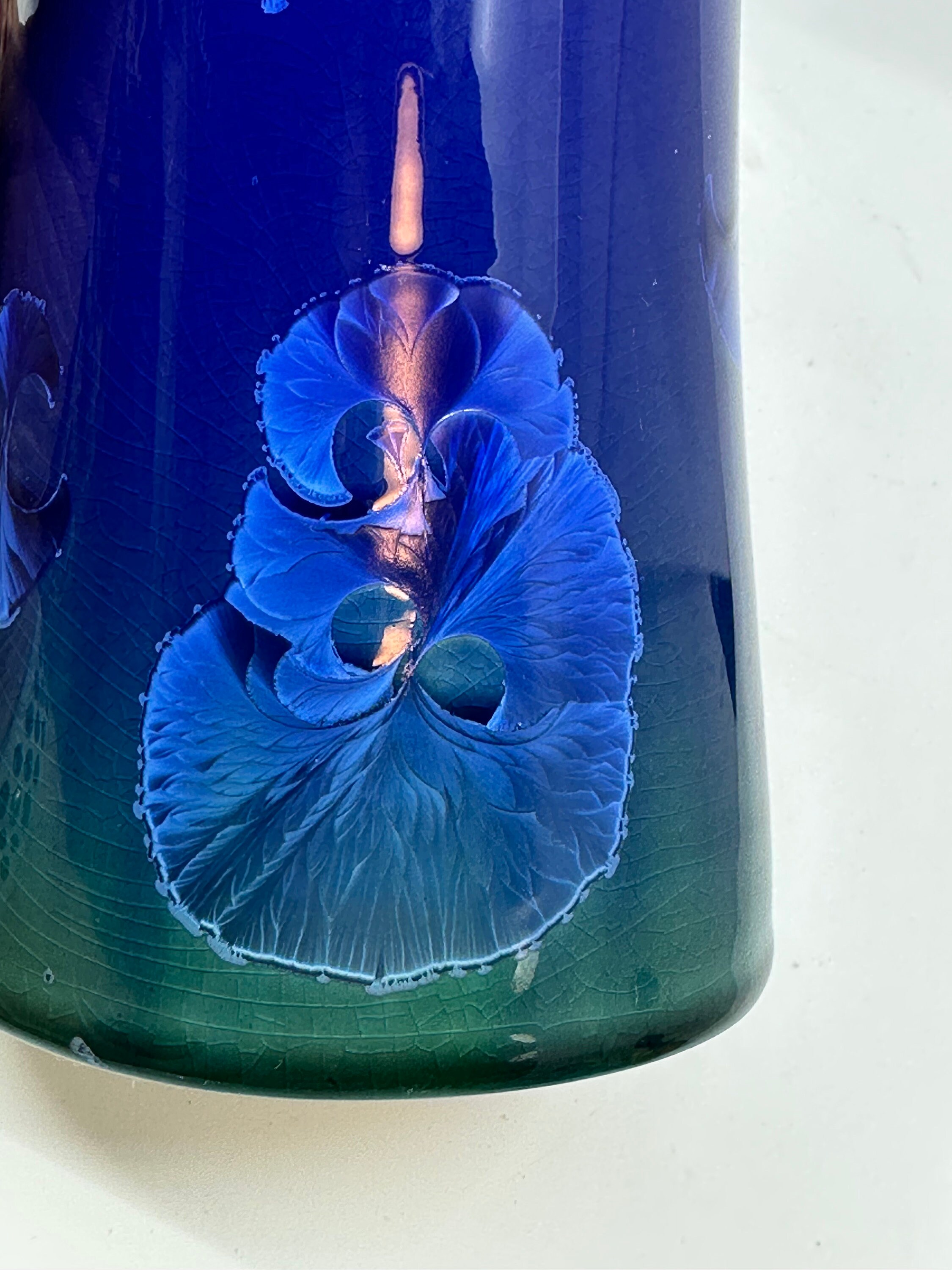 Beautiful Vintage Cobalt Blue Studio Porcelain Vase Crystalline Glaze ...