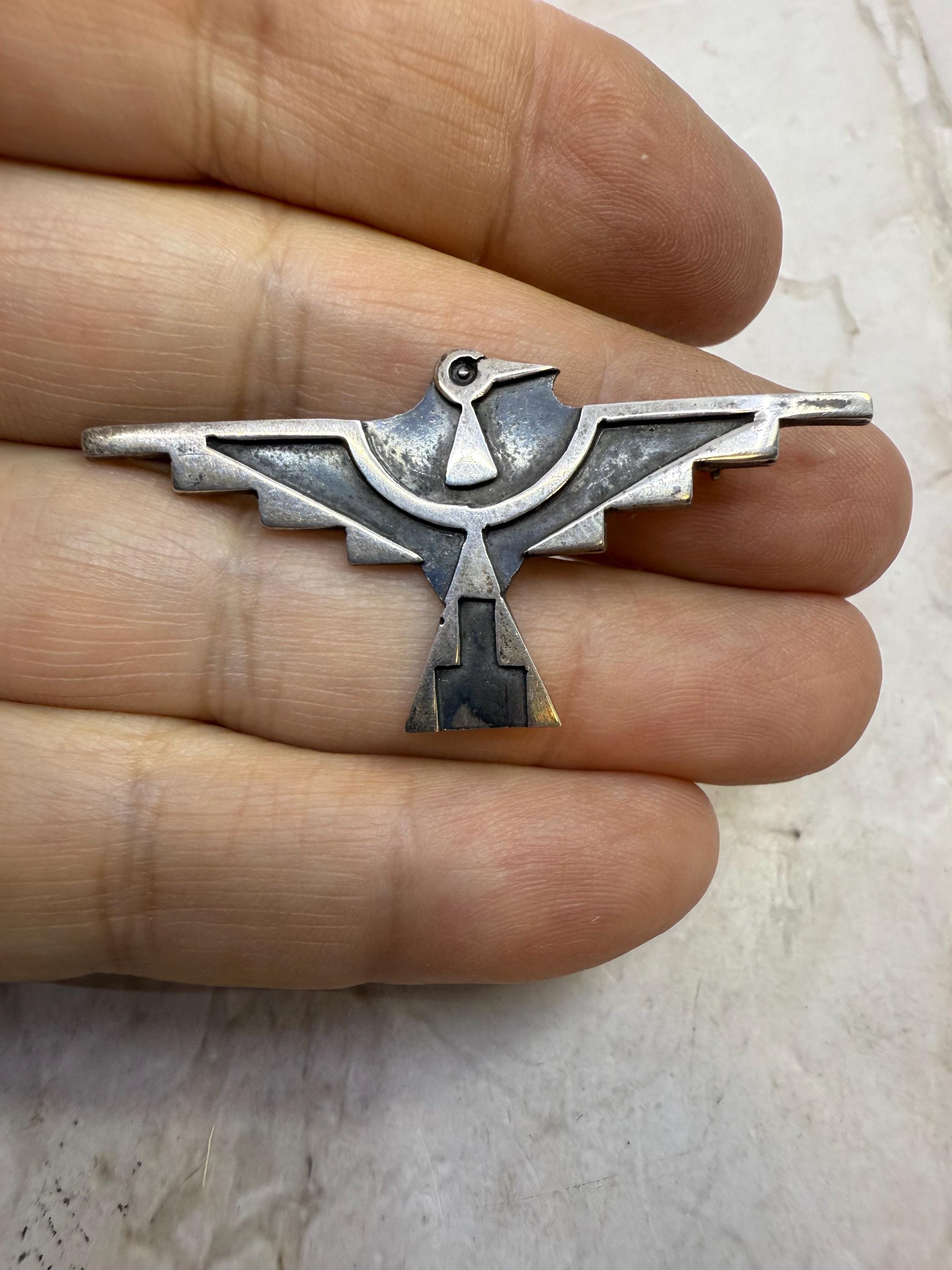 Native American Sterling Silver Thunderbird Pin/brooch Signed 2 X 1 ...