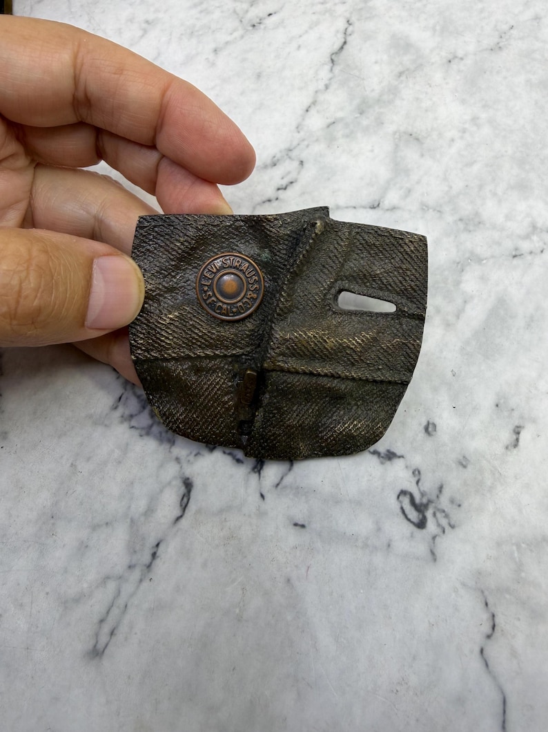 Vintage 1976 LEVI Jeans Werbe Stück BERGAMOT Messing BUCKLE 702 Button ...