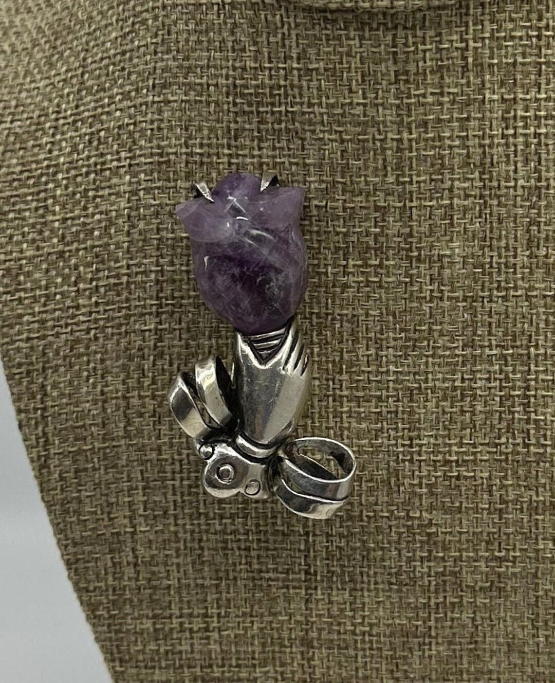 Vintage William Spratling Sterling & Amethyst Hand W Bow Pin Brooch ...