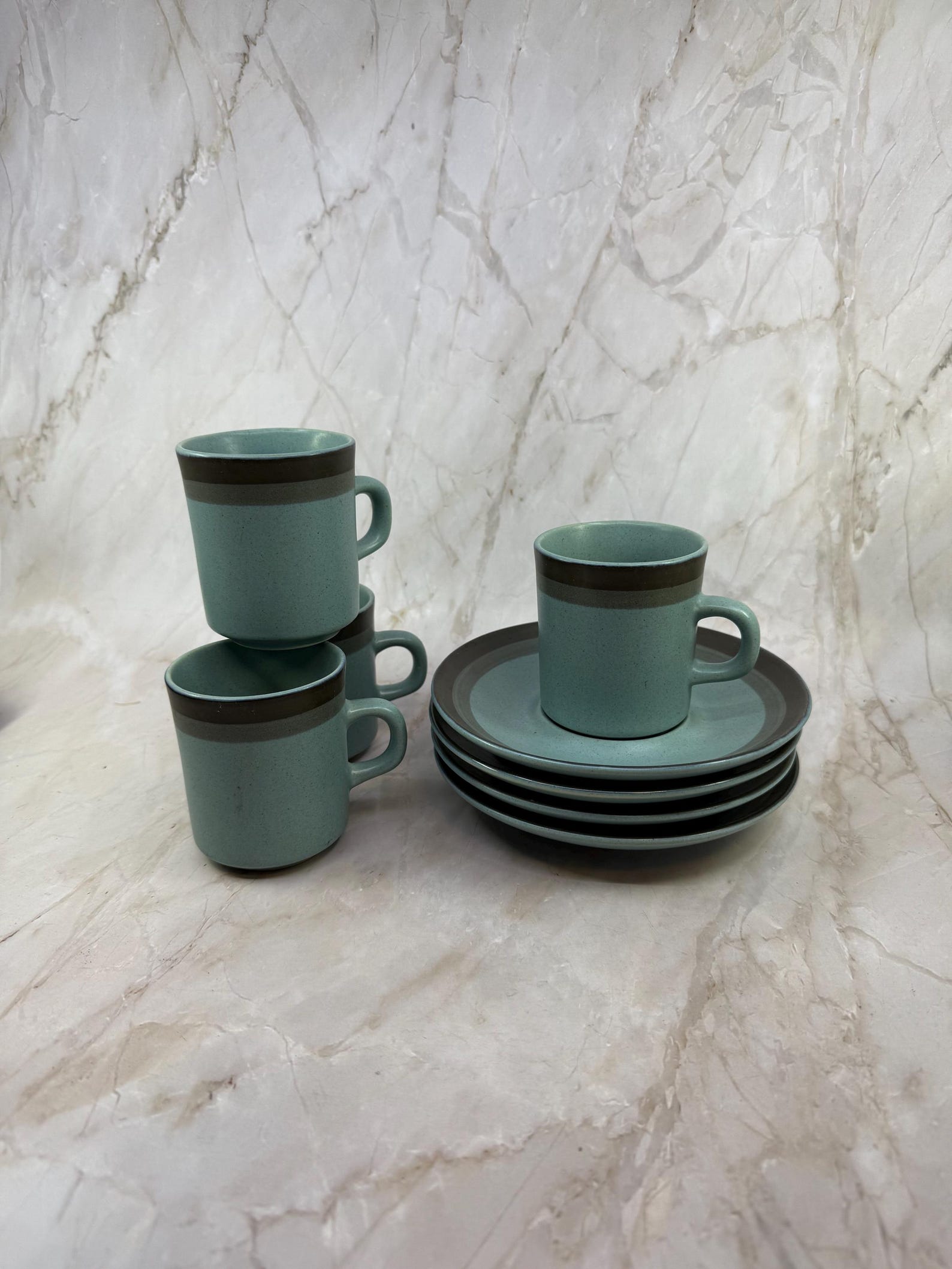Rare Kasuga Japan Arrow Stone Set of 4 Cups + 4 Saucers 1960-70s, - Etsy