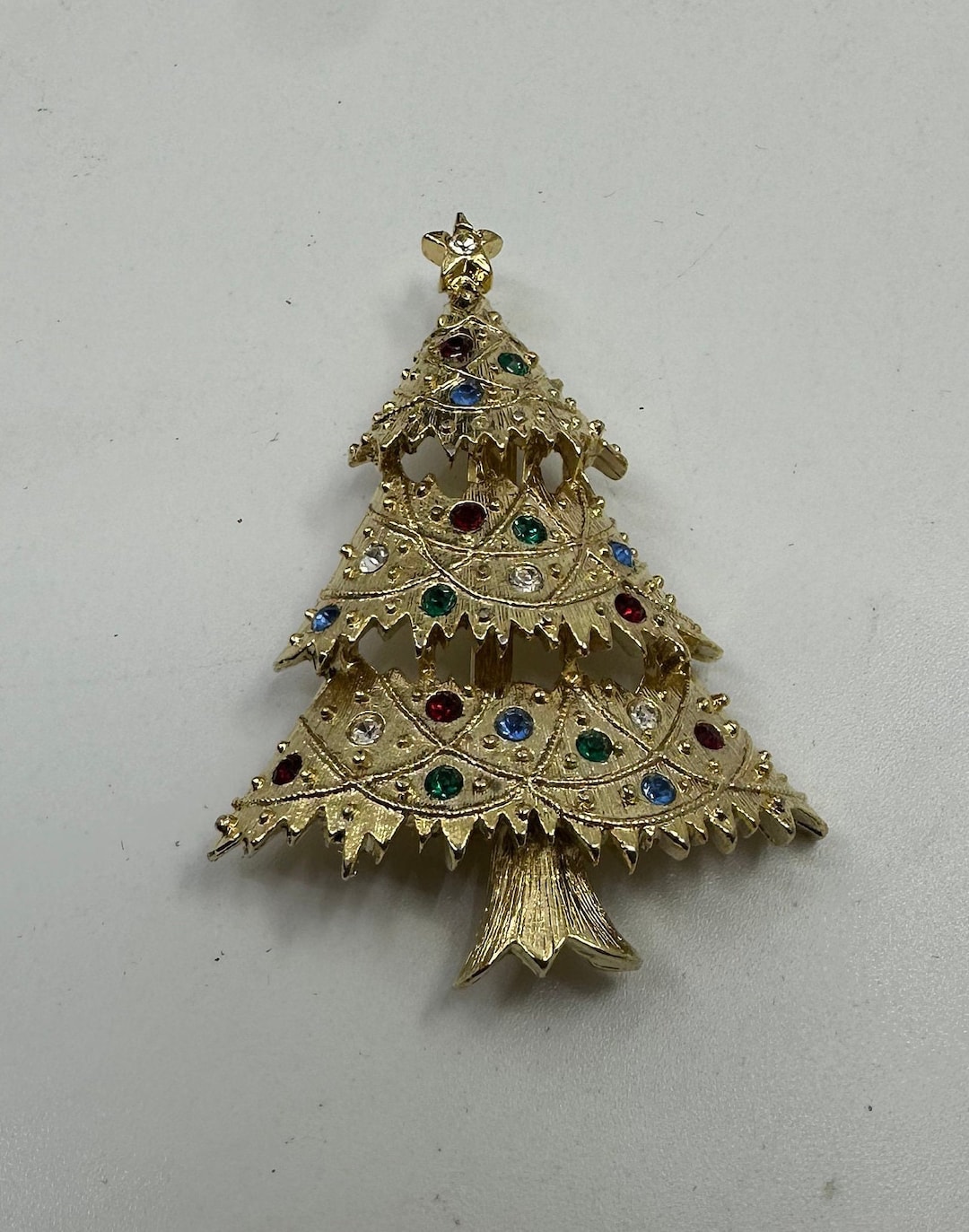 Vintage Eisenberg Ice Pin Brooch Gold Tone Christmas Tree - Etsy