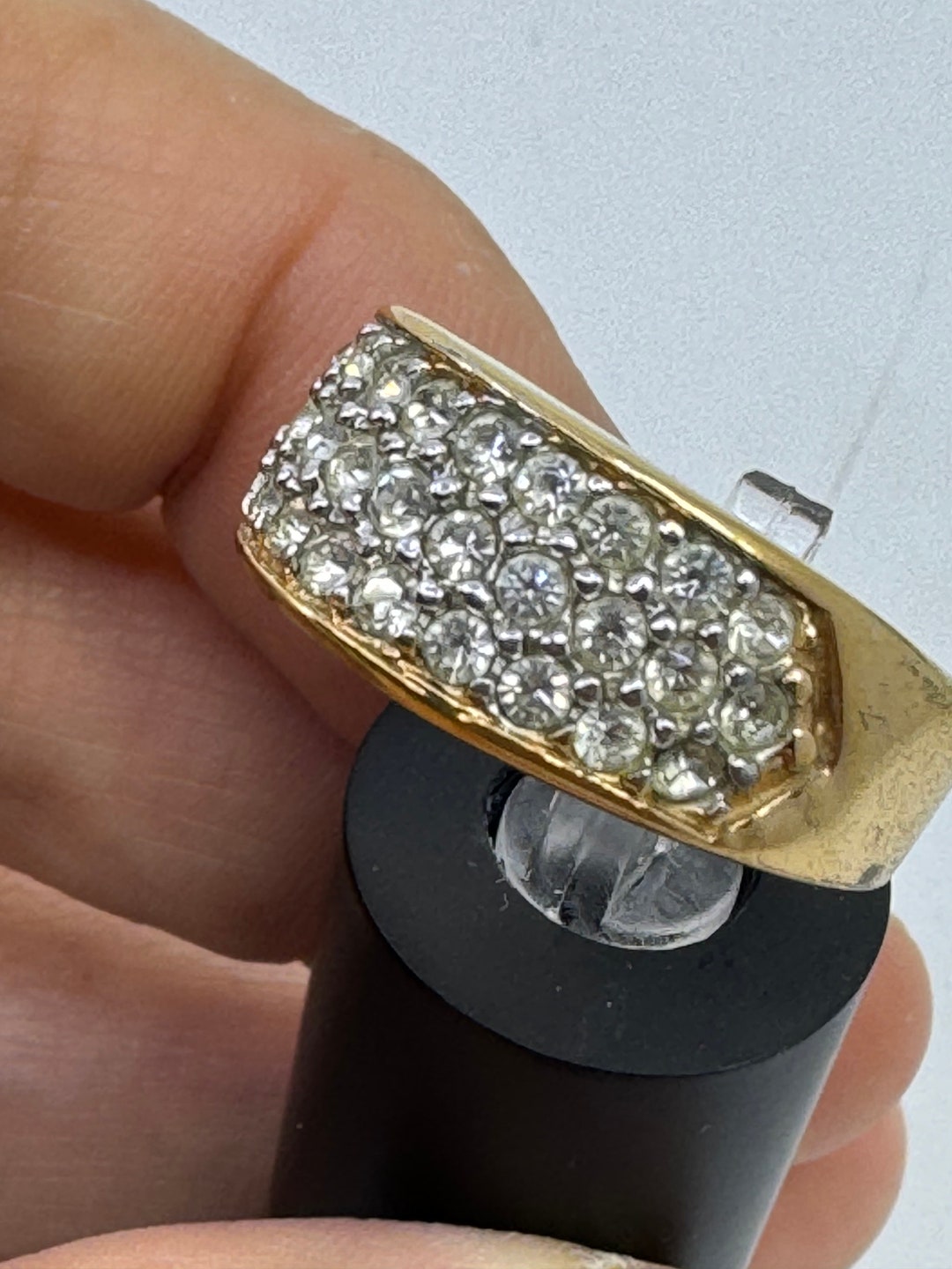 Vintage Dinner Ring Pave Rhinestones Gold Tone 9 KG EP Size 8.75 - Etsy