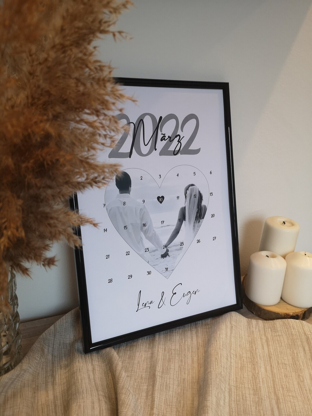Personalized Poster With Individual Heart Photo Date Names Special Gift ...