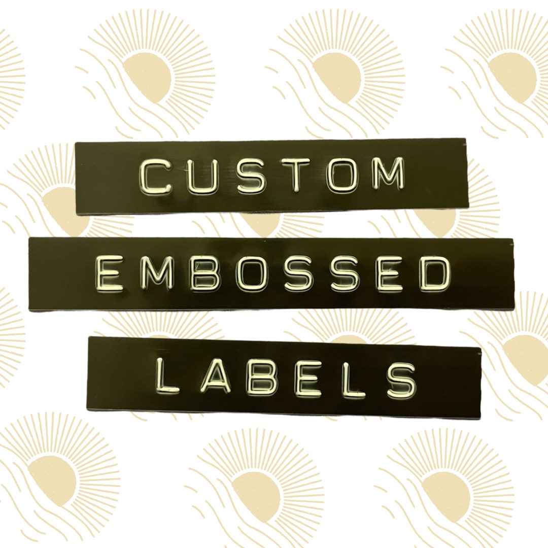 Custom Embossed Labels Black and White Minimalist Typewriter Font ...