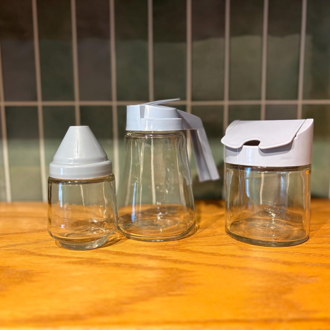 Rare Vintage GEMCO Blue Sugar, Creamer & Jelly Jar Set – Retro Kitchen ...