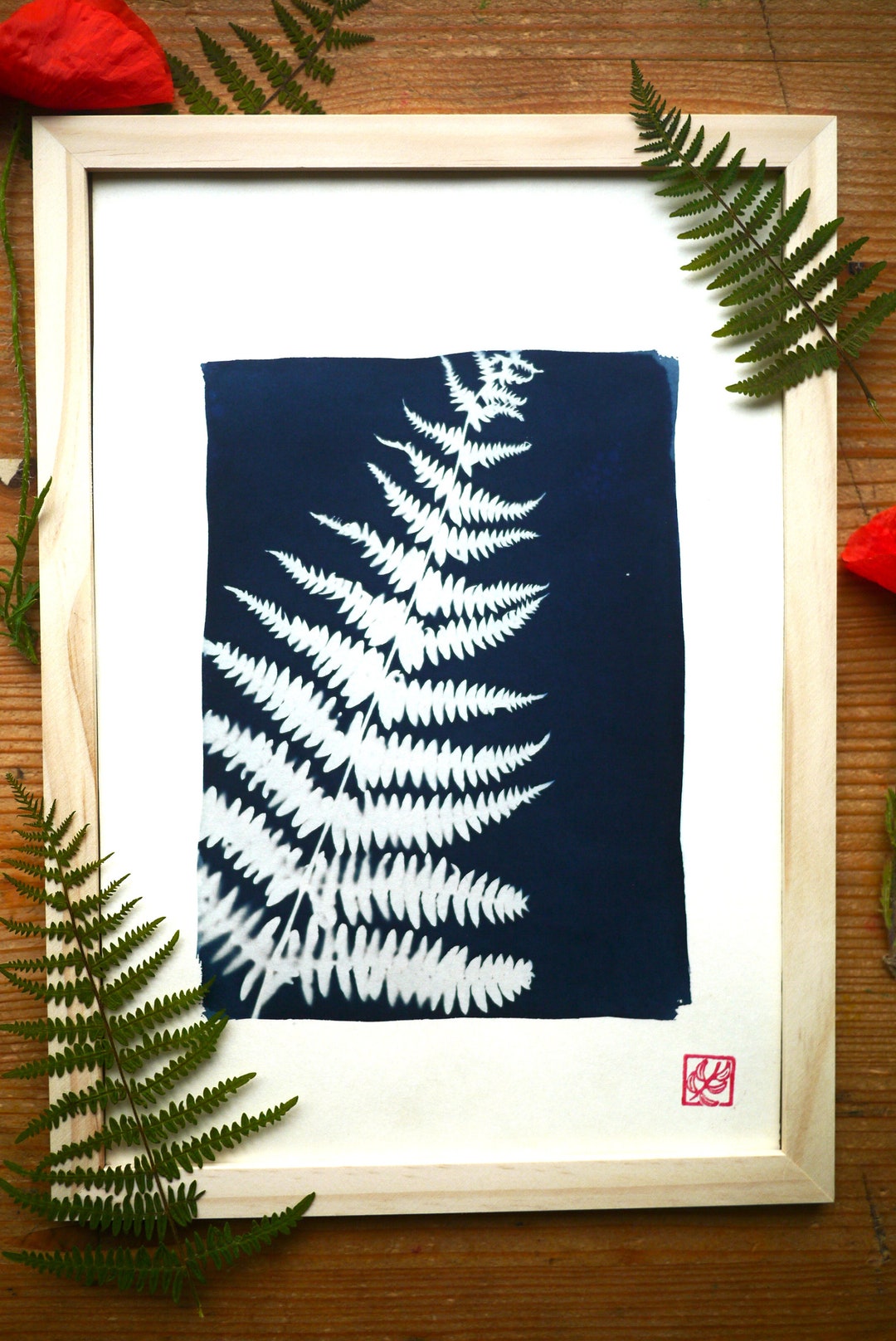 Cyanotype Poster A4 Format to Frame for Wall Decoration Fern - Etsy