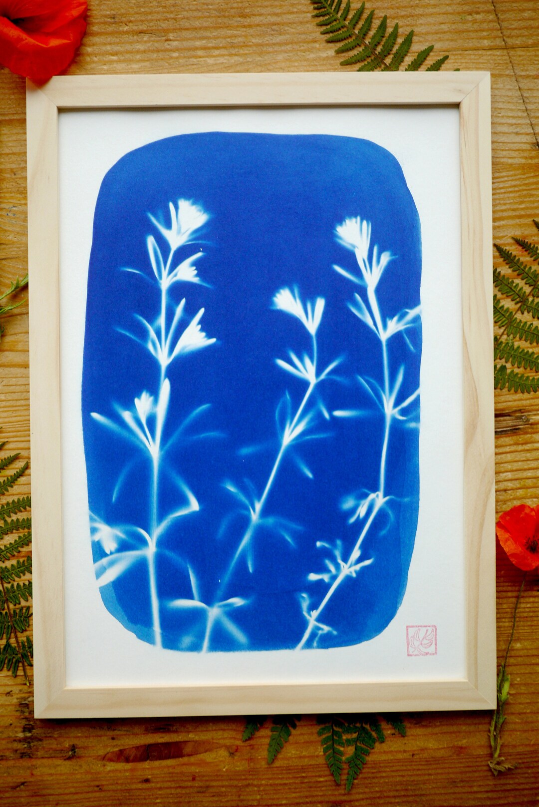 Cyanotype Poster A4 Format to Frame for Minimalist Botanical Wall ...