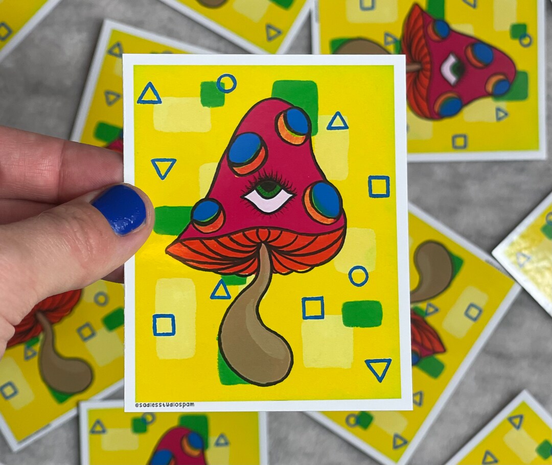 Groovy Shroom Sticker Glossy Vinyl Adhesive - Etsy