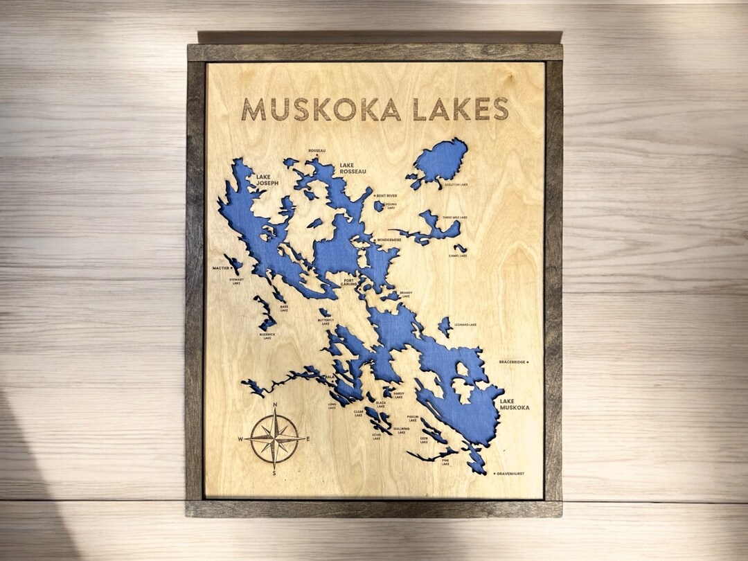 Wooden Muskoka Lakes Map - Etsy