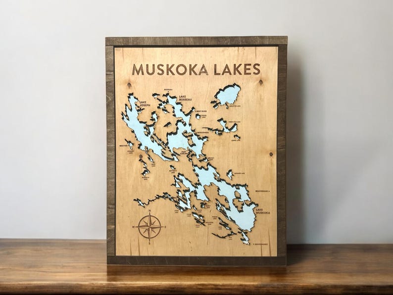 Wooden Muskoka Lakes Map - Etsy