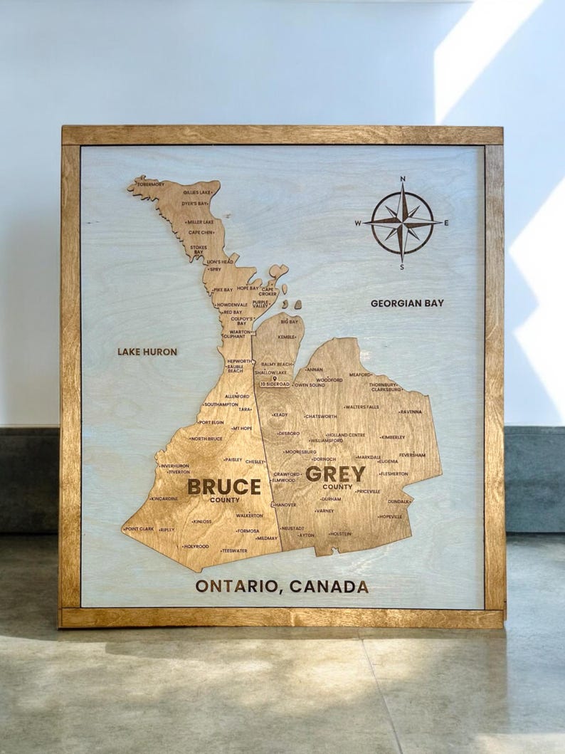 Wooden Grey Bruce County Map - Etsy