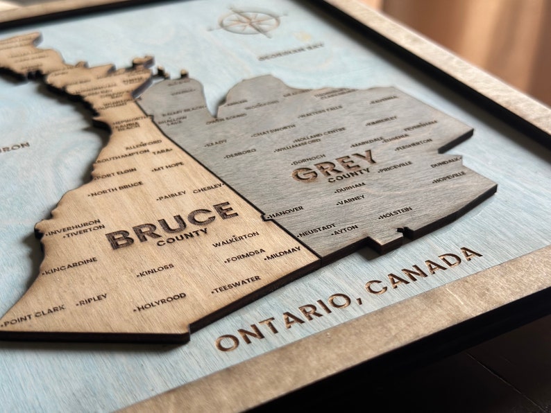 Wooden Grey Bruce County Map - Etsy