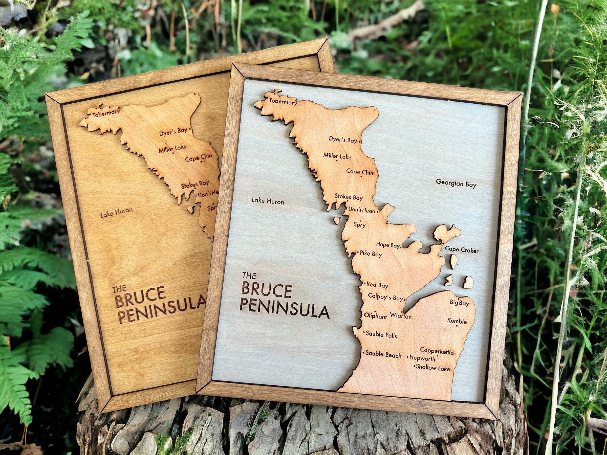 Wooden Bruce Peninsula Map - Etsy