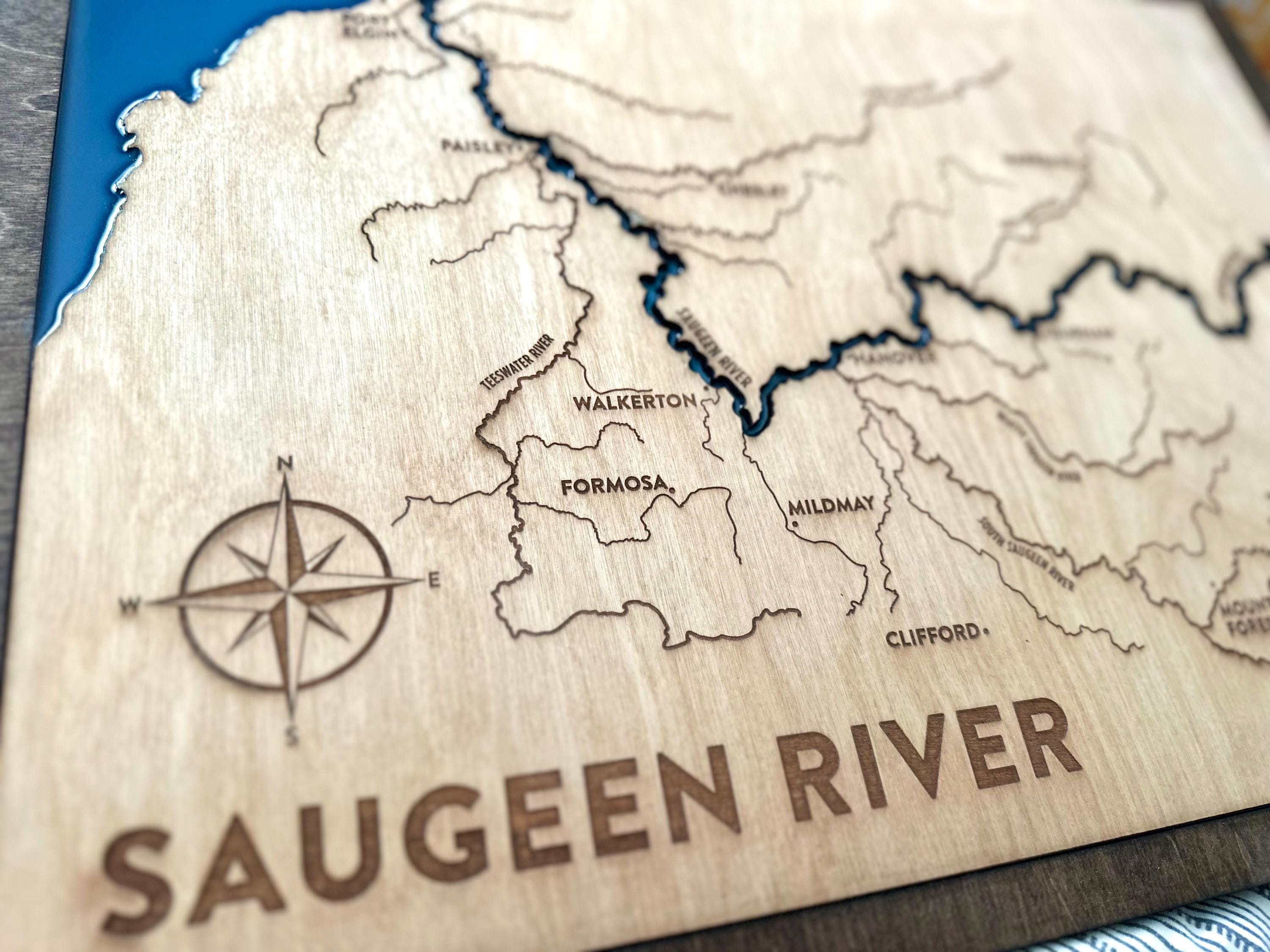 Saugeen River Map Wood+epoxy - Etsy