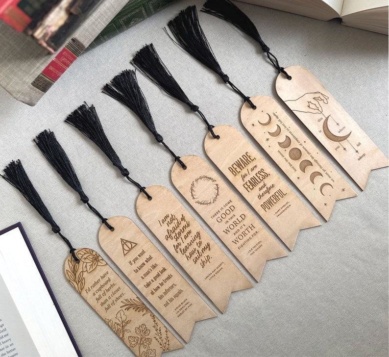 Laser Engraved Wooden Bookmarks - Etsy