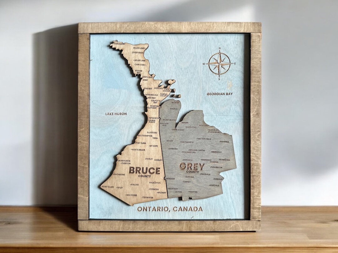 Wooden Grey Bruce County Map - Etsy