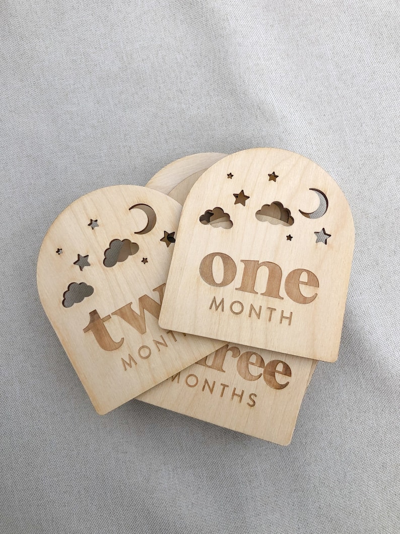 Monthly Baby Milestones Moon, Stars and Clouds - Etsy