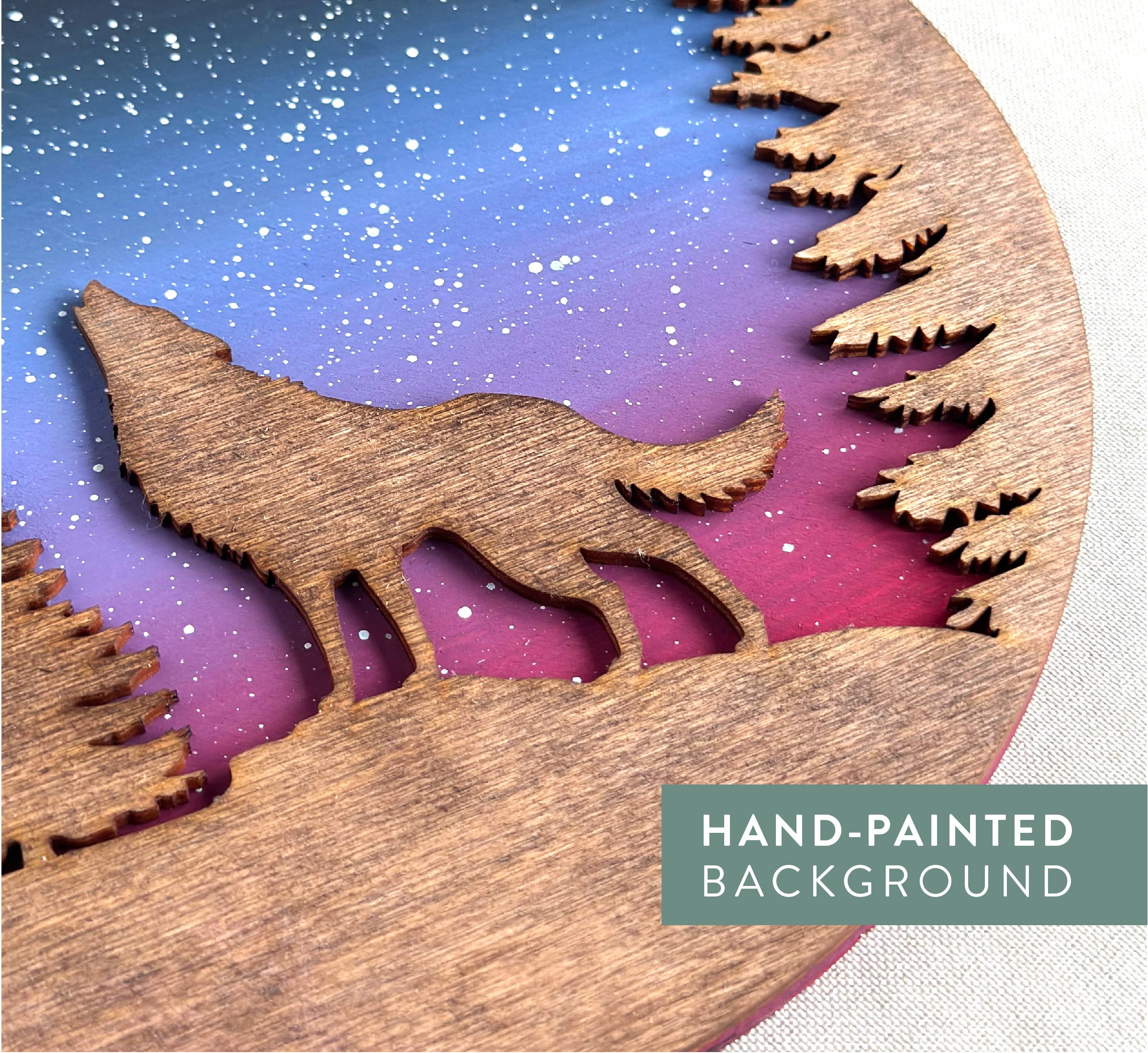 Hand Painted Layered Wood Wolf Howling - Etsy