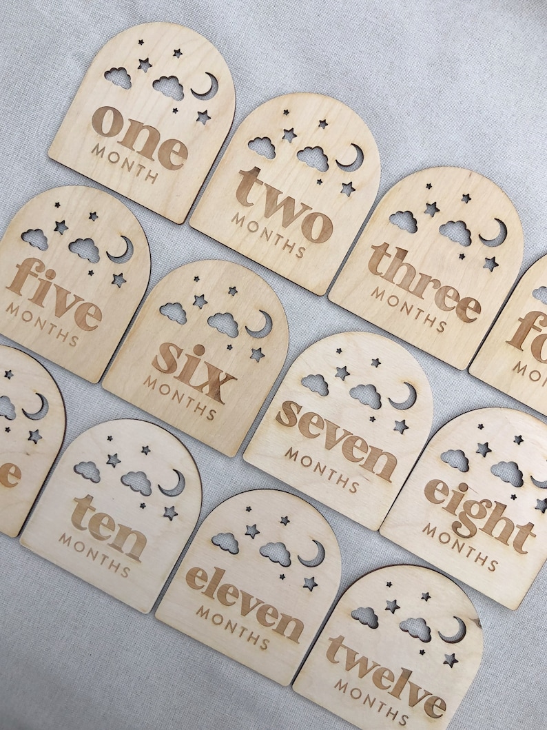 Monthly Baby Milestones Moon, Stars and Clouds - Etsy