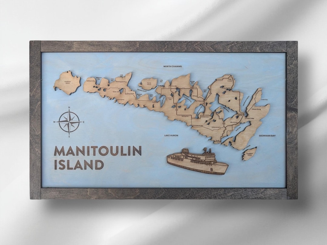 Wooden Engraved Manitoulin Island Map - Etsy