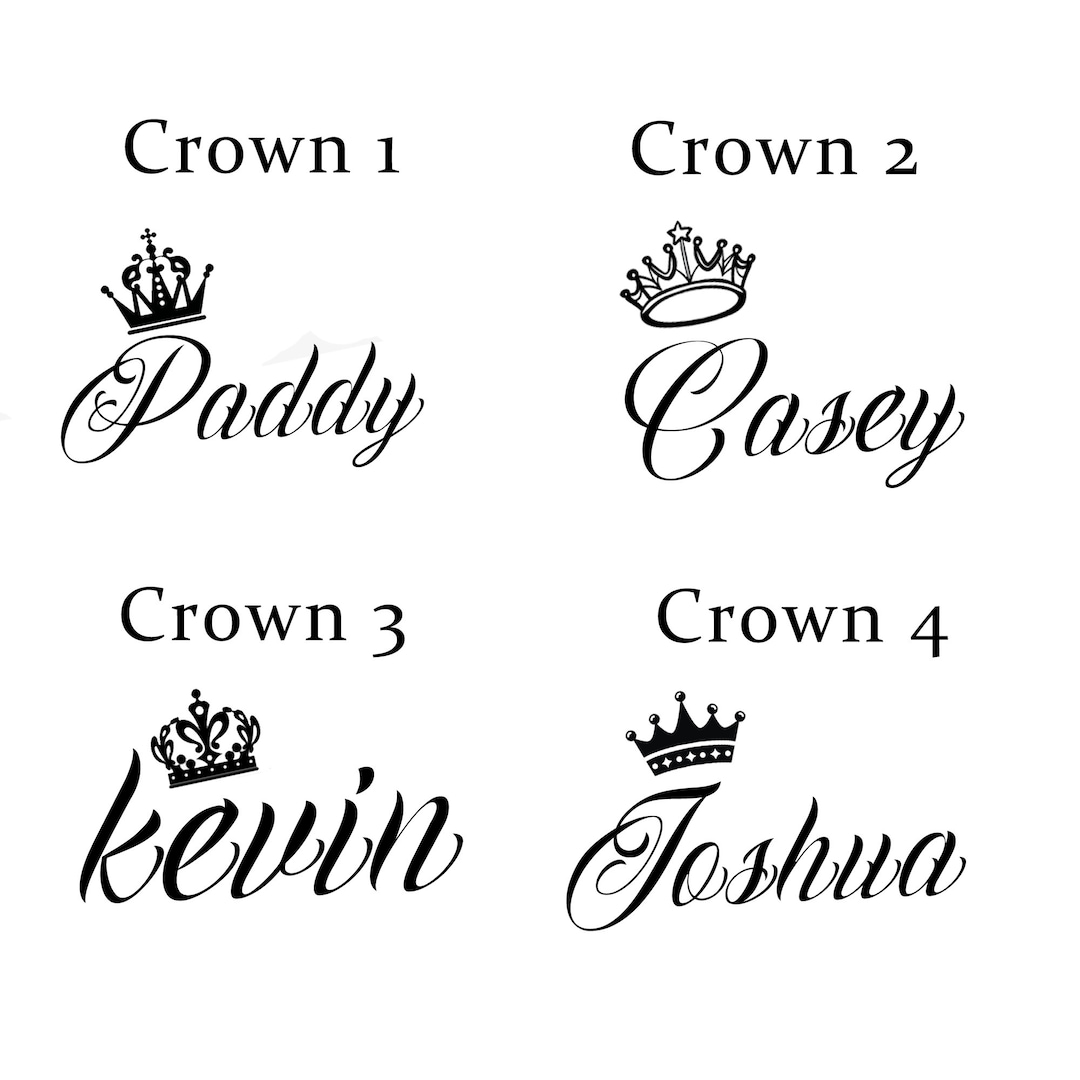 Custom Name Temporary Tattoos With Crown Personalize Your - Etsy