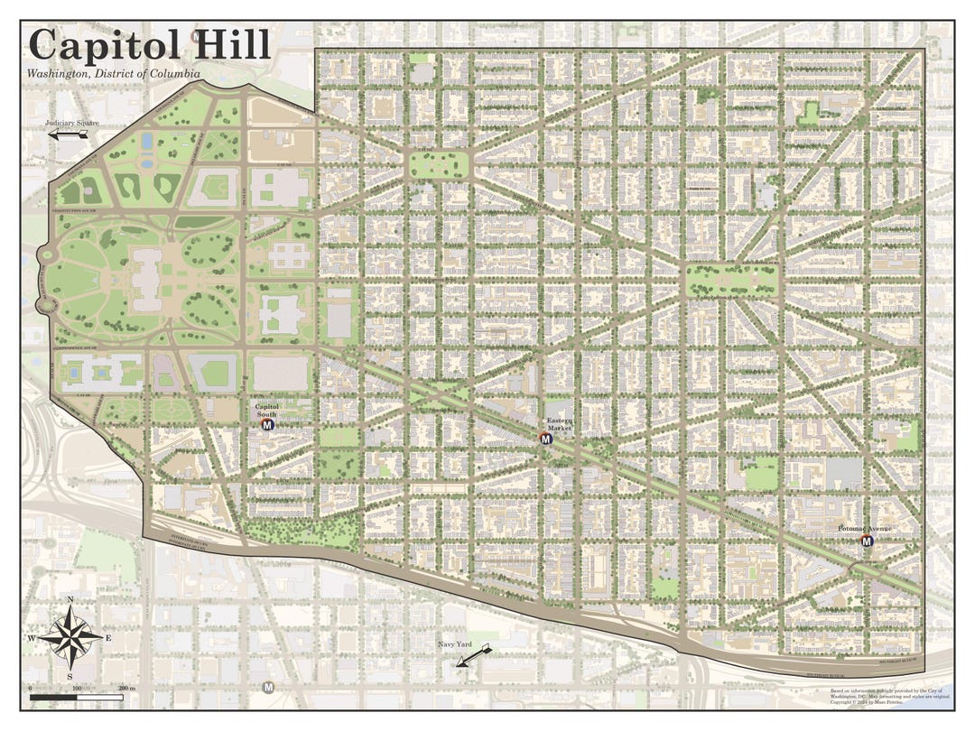 Map of Capitol Hill, Washington, DC - Etsy