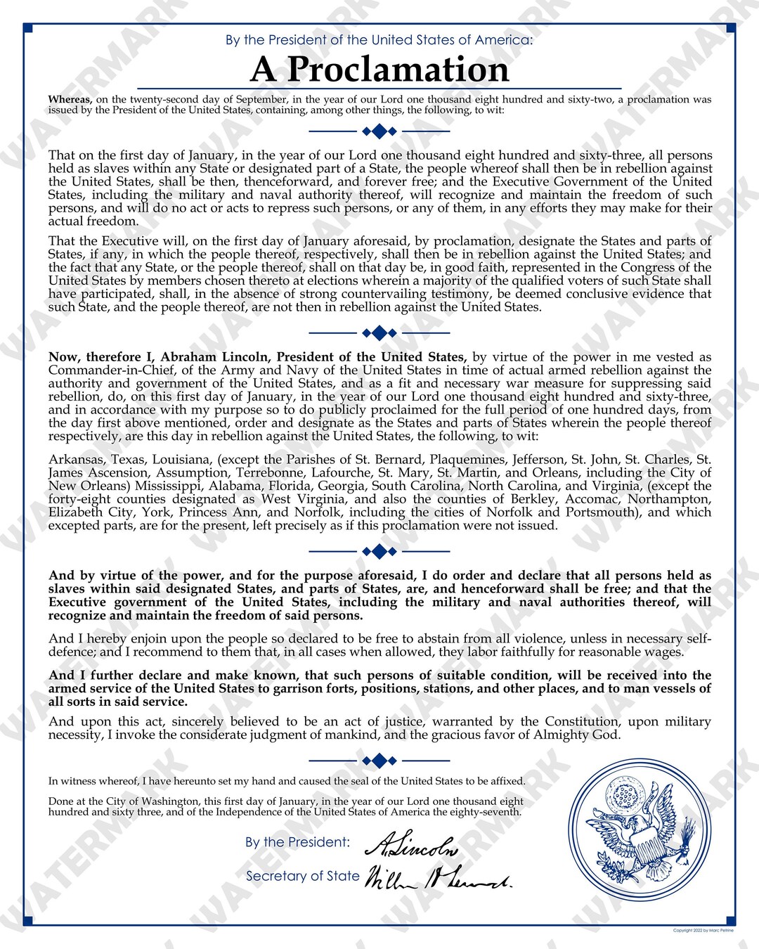 The Emancipation Proclamation Poster - Etsy