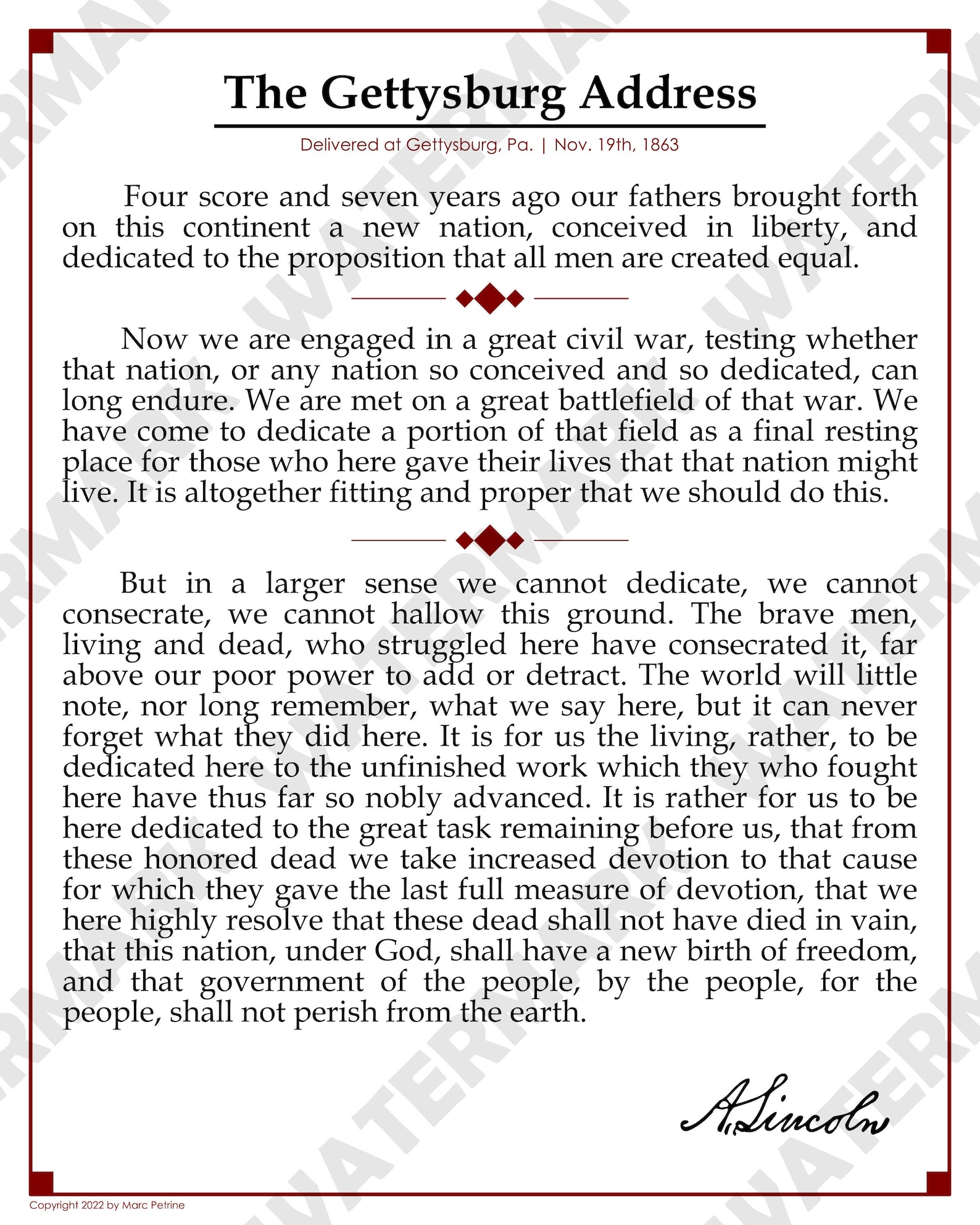 The Gettysburg Address Poster - Etsy