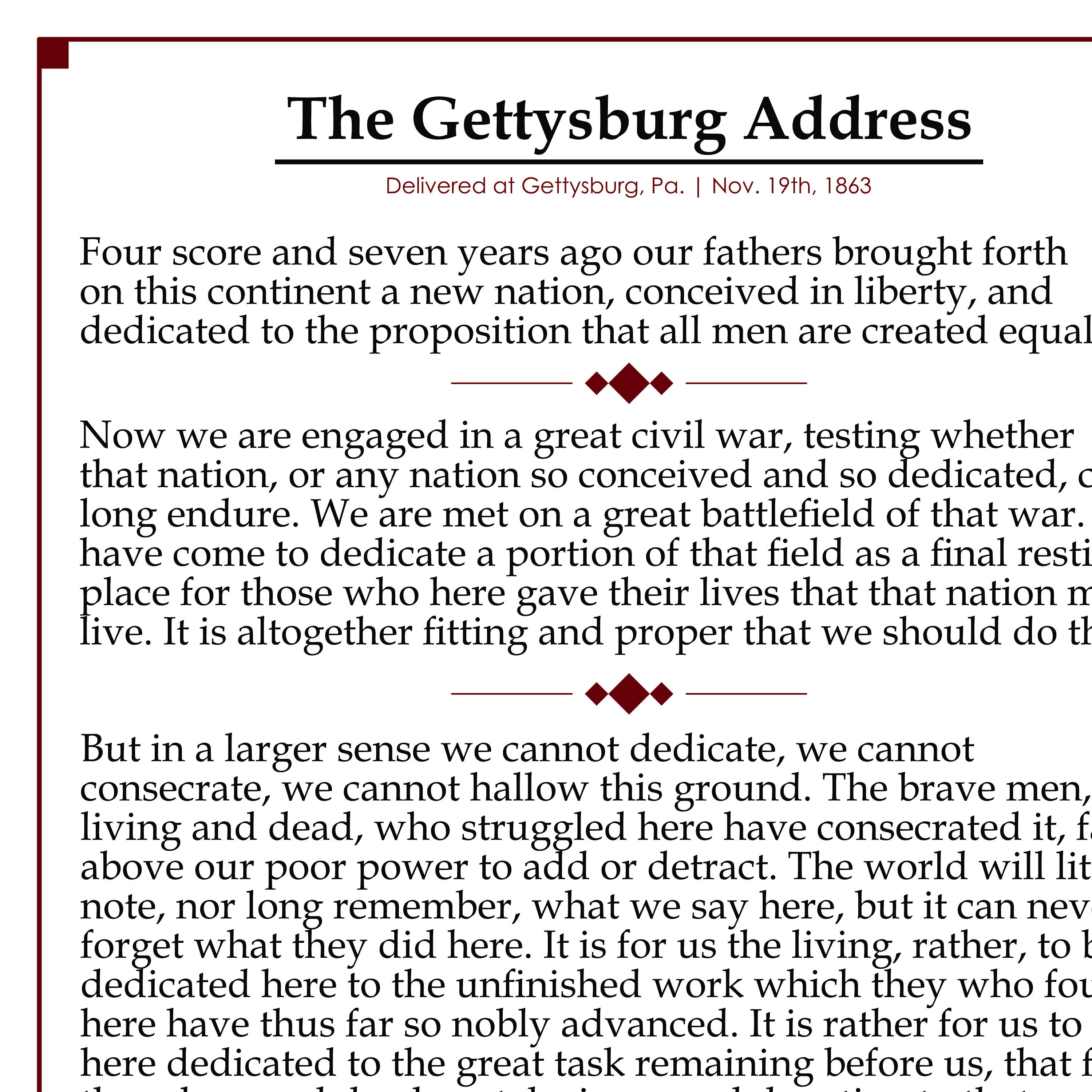 The Gettysburg Address Poster - Etsy
