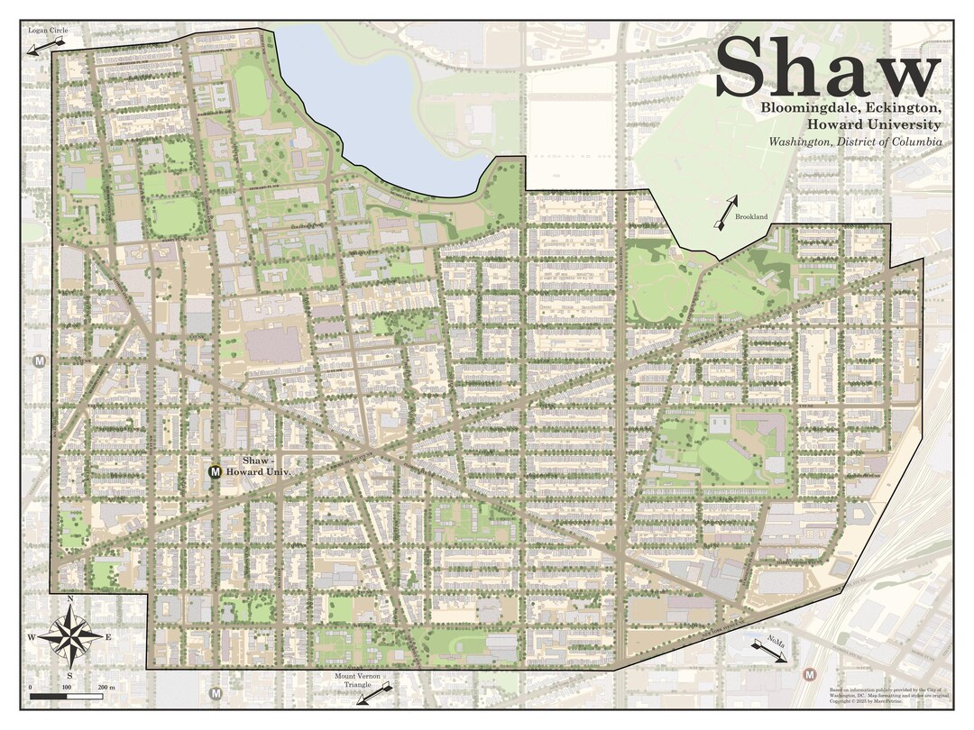Map of Shaw, Bloomingdale, Eckington, Howard University, Washington, DC ...