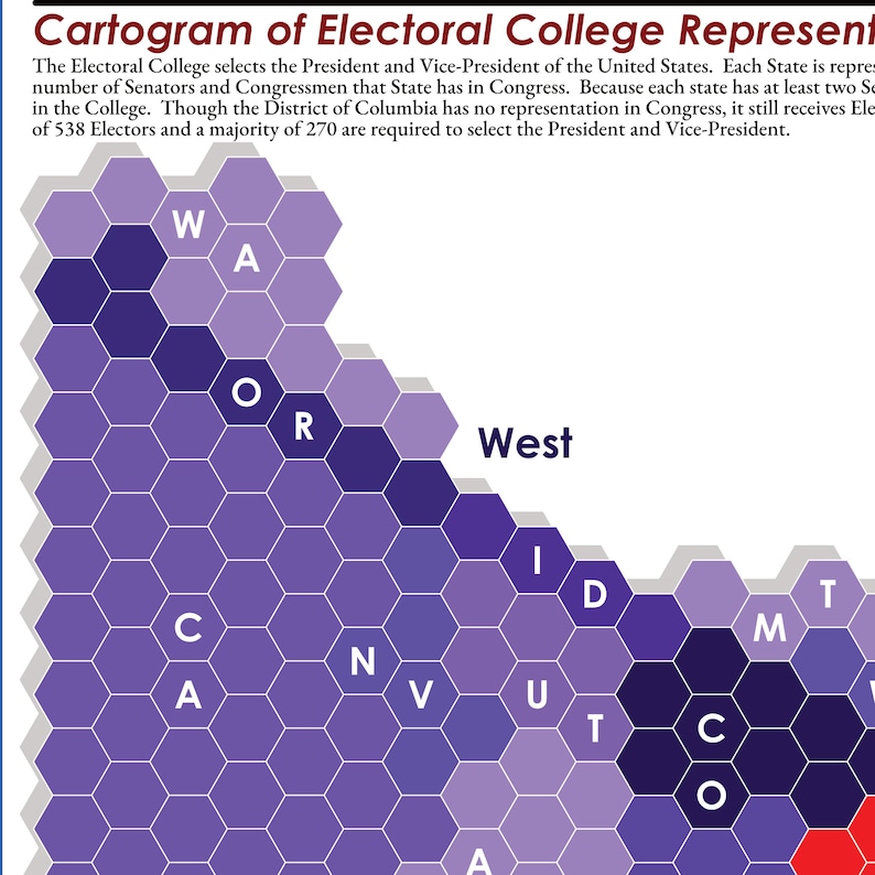 Electoral College Cartogram Poster - Etsy