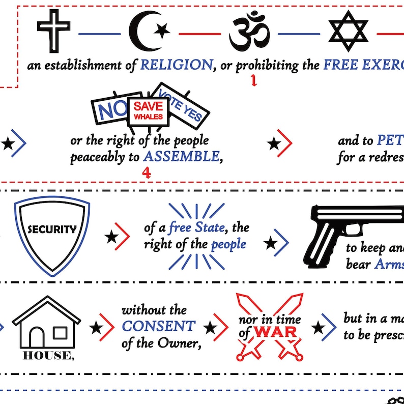 Bill of Rights Pictographic Poster - Etsy