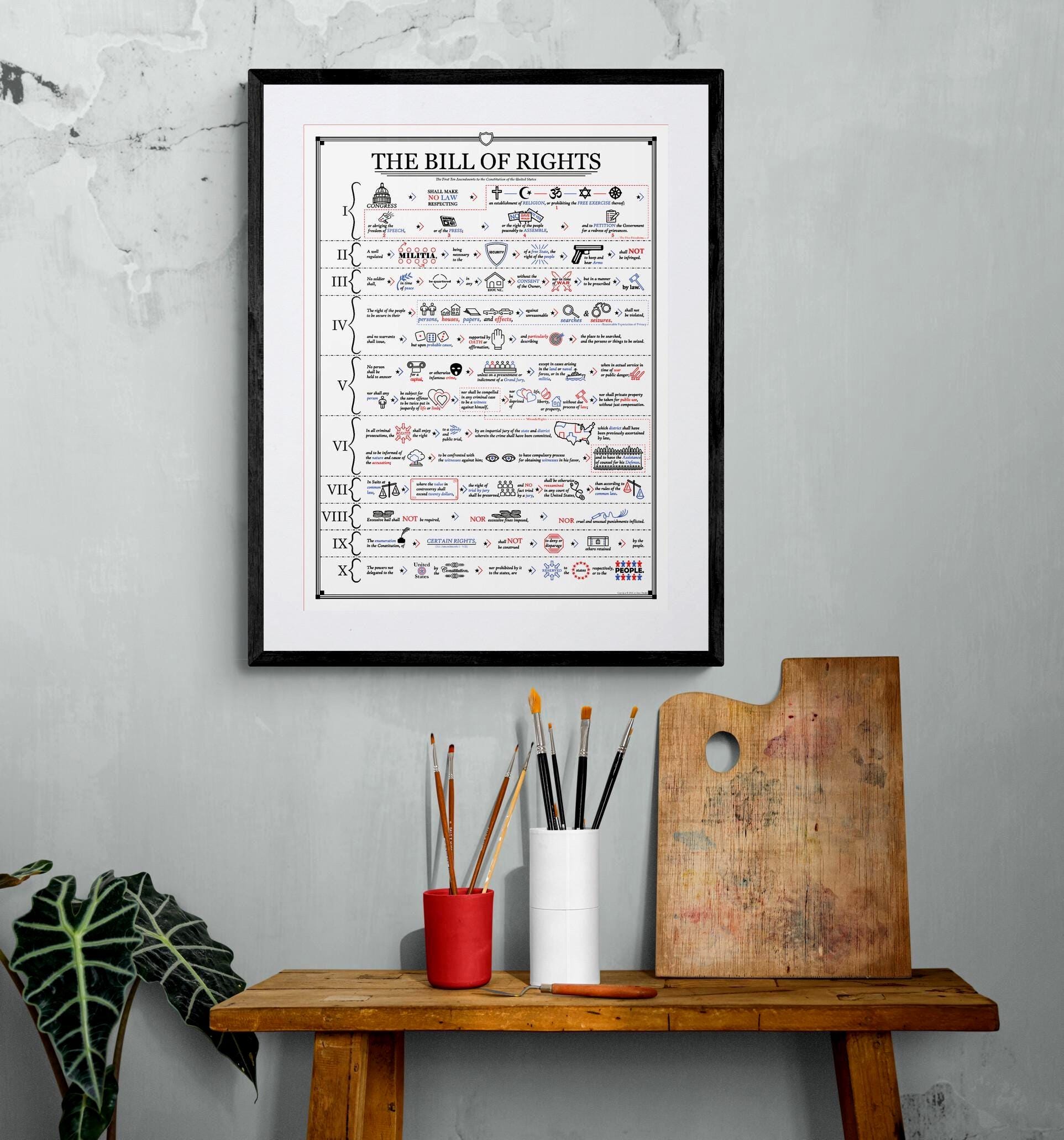 Bill of Rights Pictographic Poster - Etsy