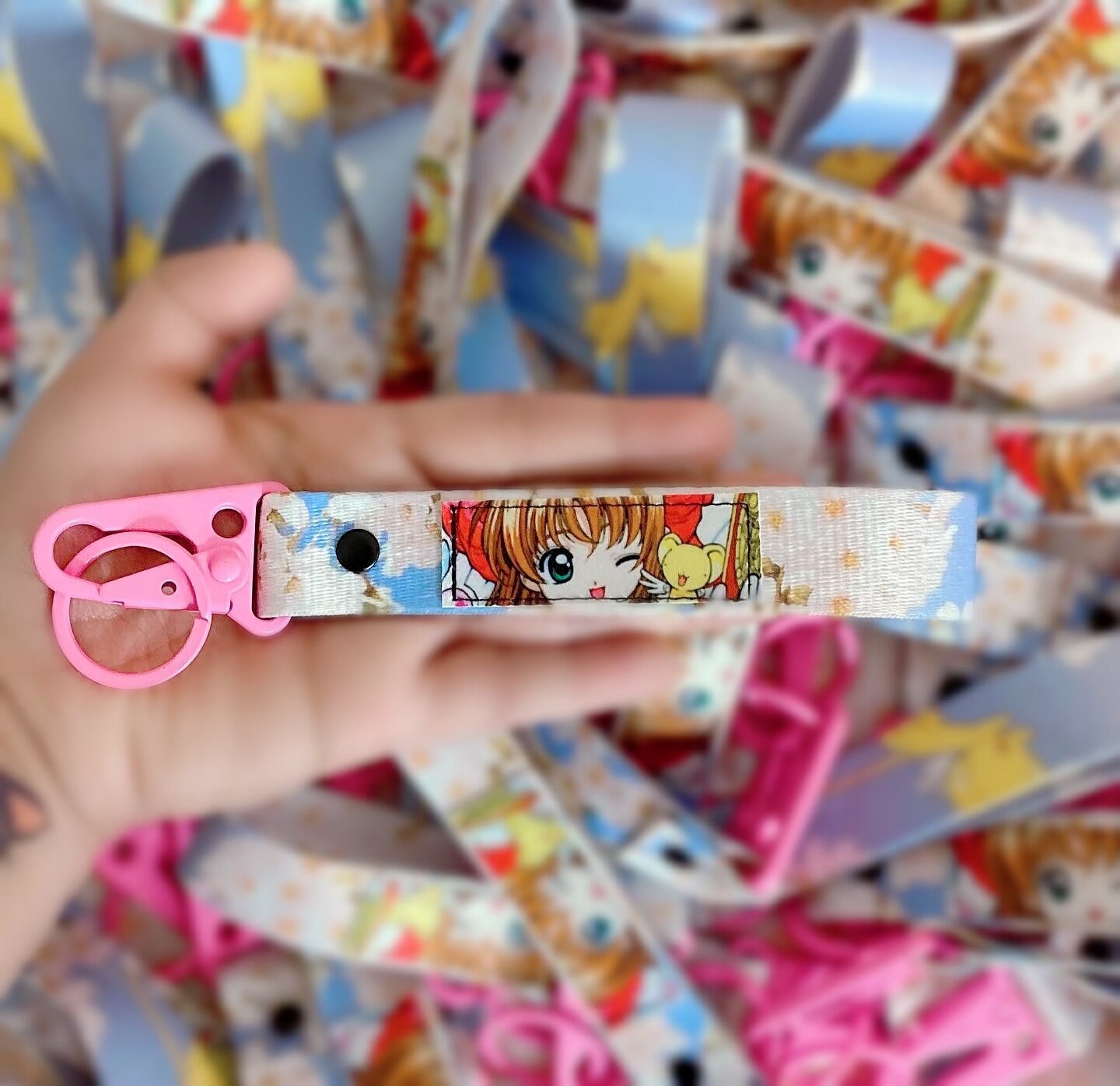 Anime Keyfob, Magical Girl Keychain, Sakura, Pink, Blue, Yellow - Etsy