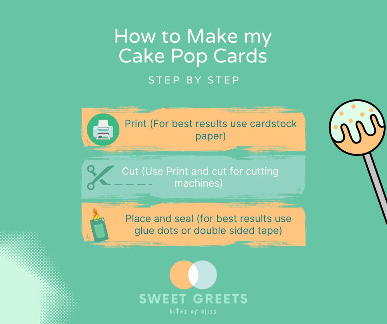 Happy Birthday/ Feliz Cumpleaños Cake Pop Card- for Colored Cardstock ...