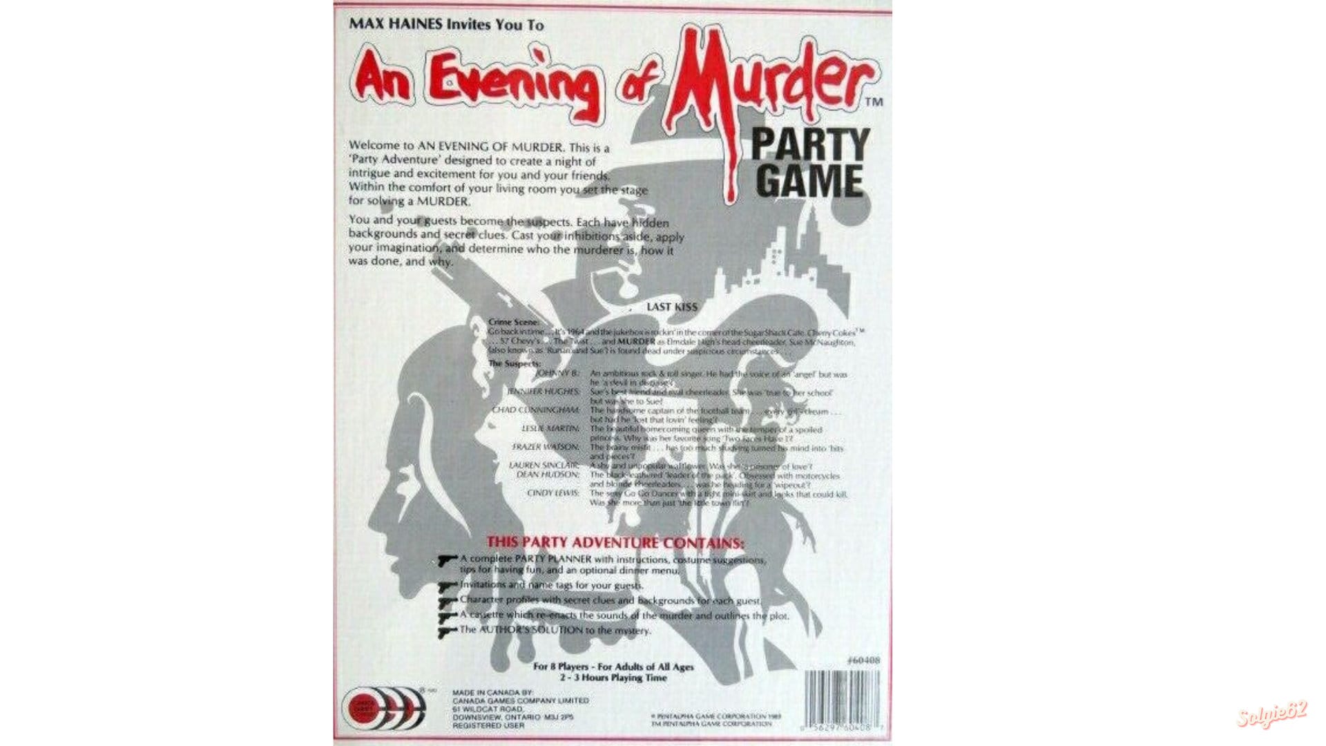 Max Haines AN Evening OF Murder Party Game Last Kiss - Etsy