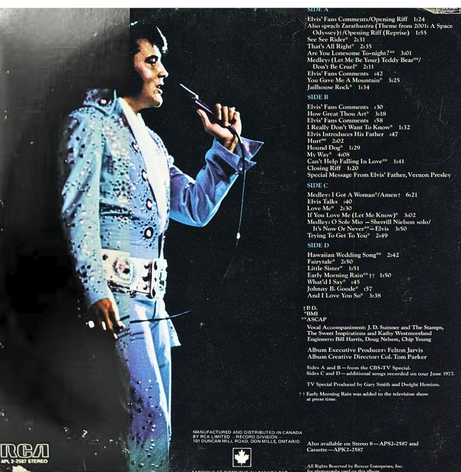 Elvis in Concert on RCA — the 2-LP Live Album Released in 1977 ...