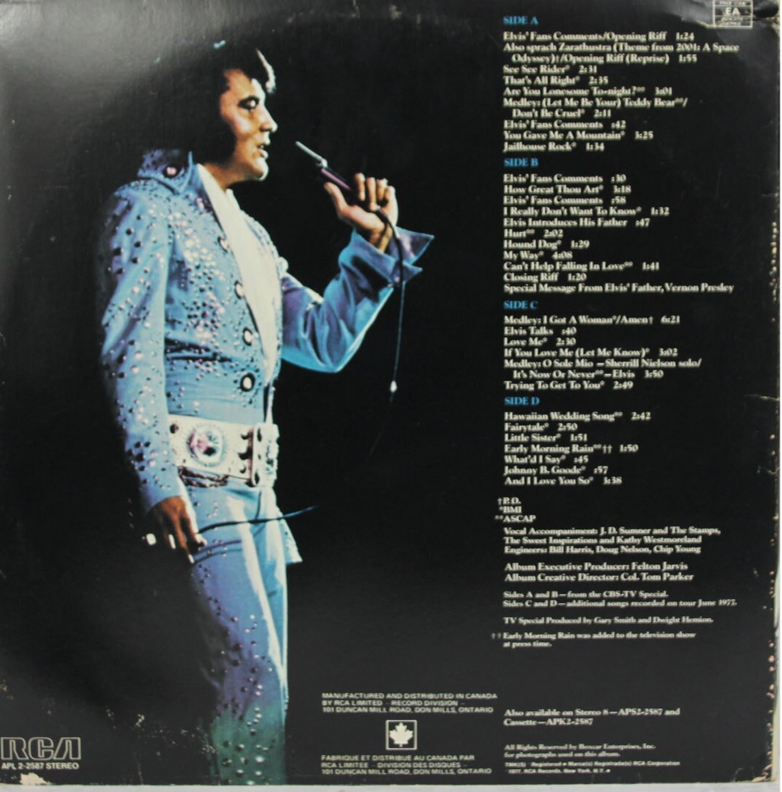 Elvis Presley Elvis in Concert Label RCA APL2-2587 2 LP - Etsy