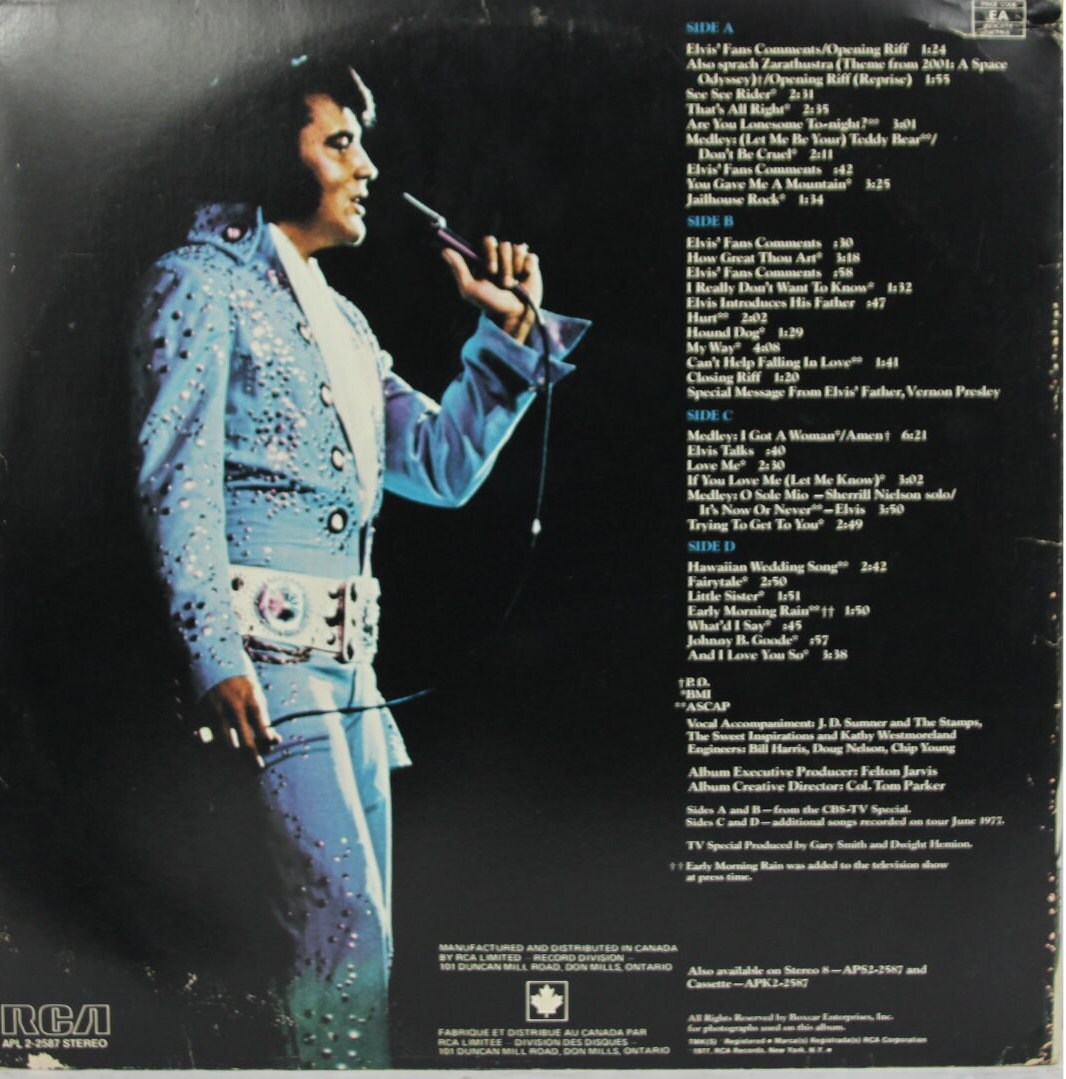 Elvis Presley Elvis in Concert Label RCA APL2-2587 2 LP - Etsy