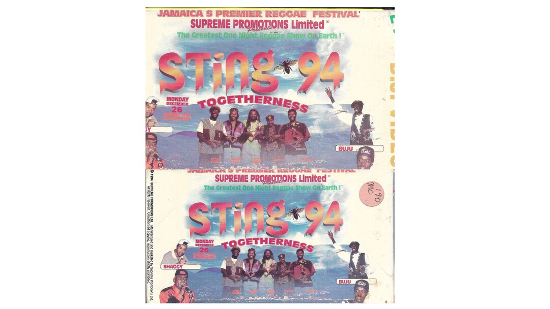 RARE Reggae Sting 94 VHS Video Tape TOGETHERNESS - Etsy