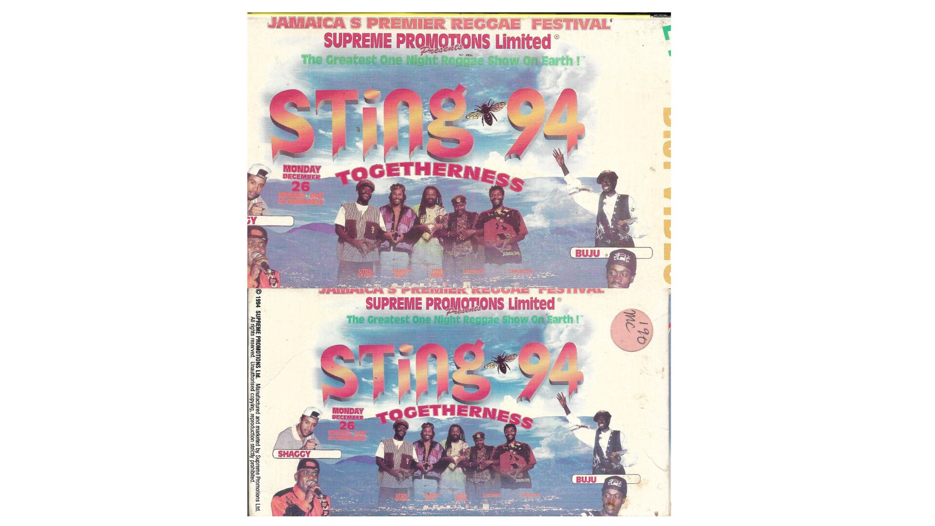 RARE Reggae Sting 94 VHS Video Tape TOGETHERNESS - Etsy