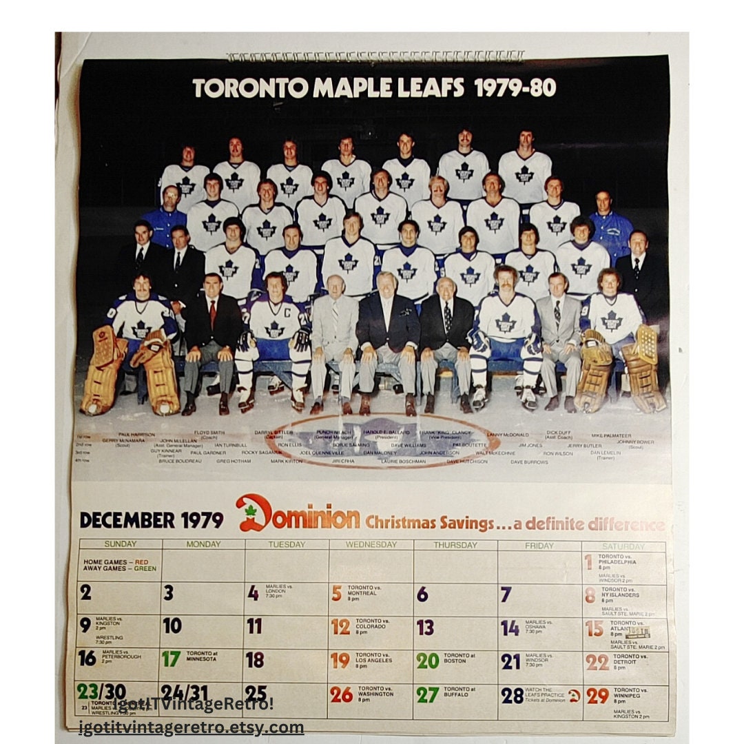 Toronto Maple Leafe Official Calendar 1979 1980 - Etsy