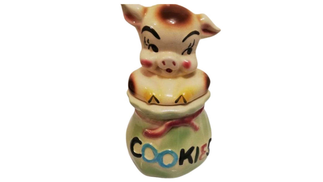 Vintage Mid Century USA American Bisque Pottery Pig Cookie Jar - Etsy