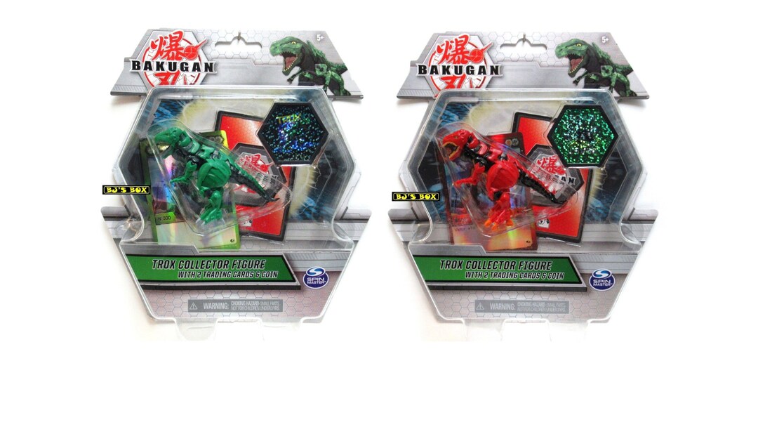 Bakugan TROX COLLECTOR FIGURE With 2 Trading Cards & Coin Red Body New ...