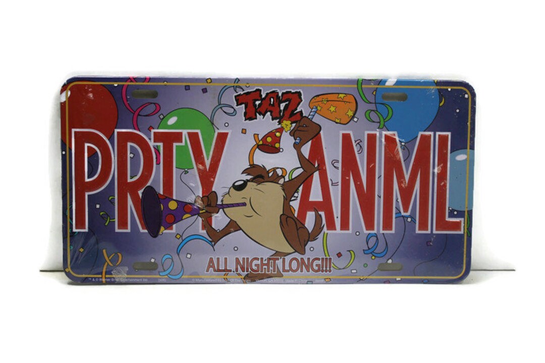 Taz Party Animal Booster License Plate Vintage Party Animal - Etsy
